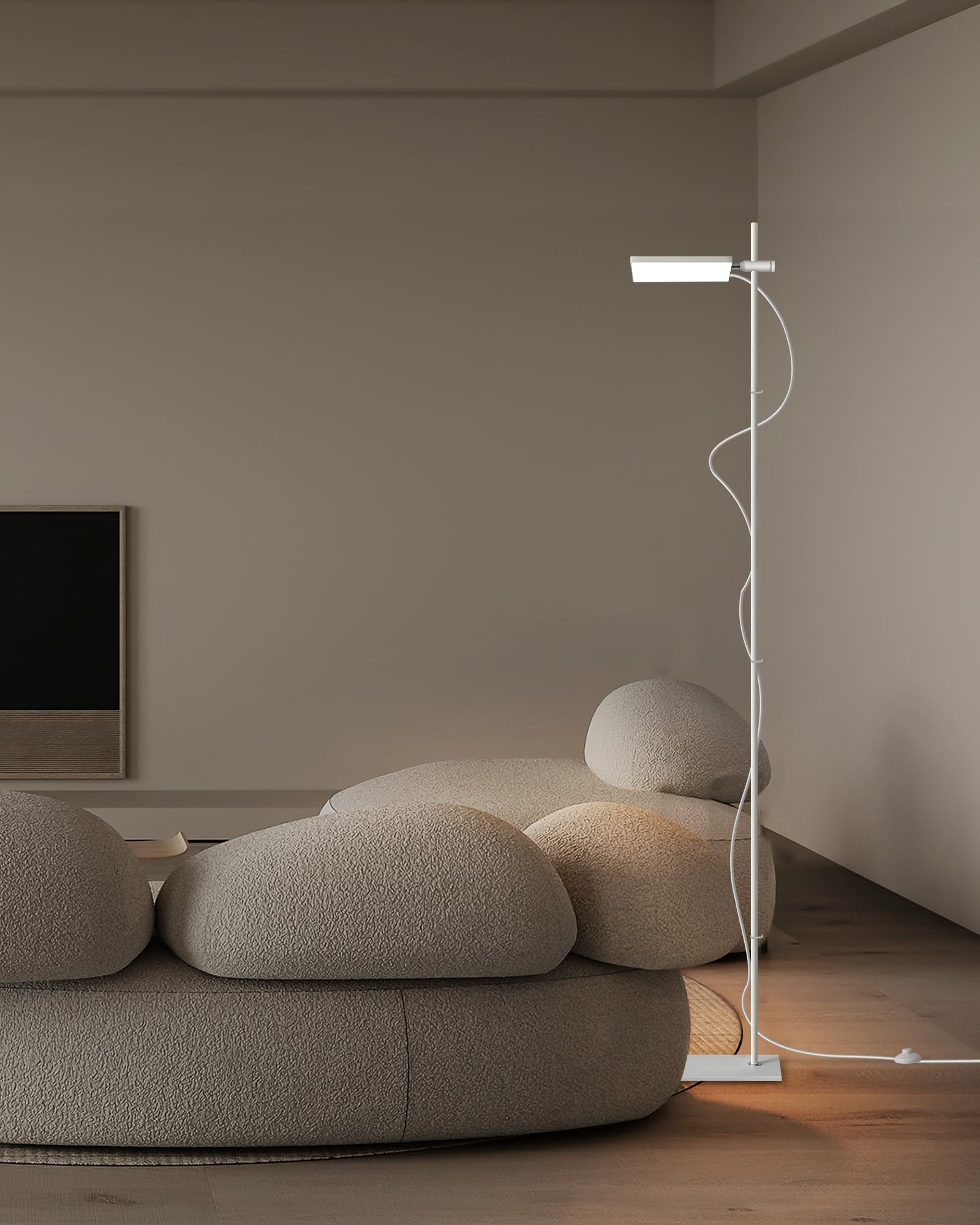 VISDANFO Modern Floor Lamp, 360 Degree Rotation Sky LED Floor lamp Office Lighting, Bright LED Standing Pole Light, Tall Lamps for Living Room,Bedroom,Reading,Study Room (White)