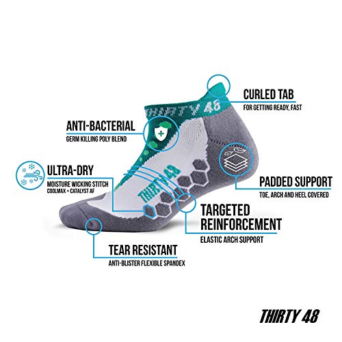 Thirty48 Running Socks for Men and Women Features Coolmax Fabric That Keeps Feet Cool & Dry - 1 Pair or 3 Pairs