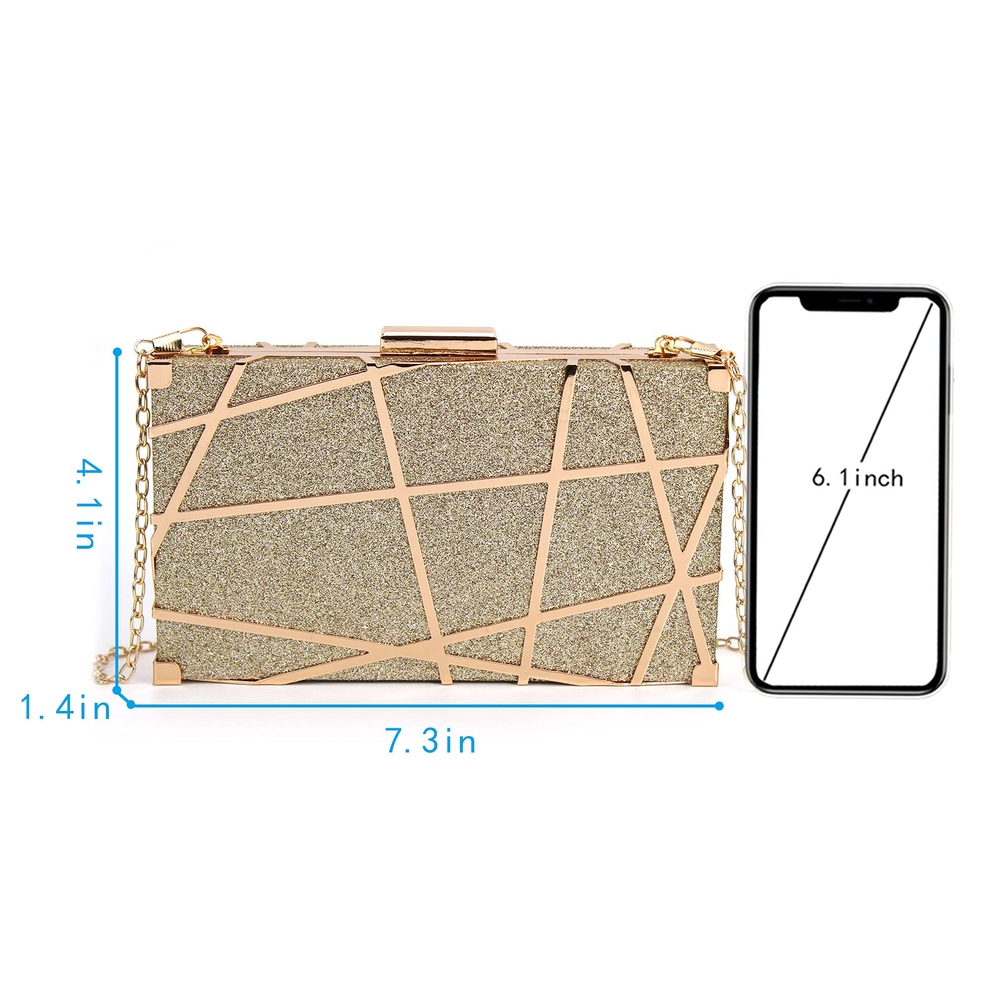 Women Metal Vintage Evening Bag Clutch Purse Hollow Wedding Party Chain Crossbody Bag
