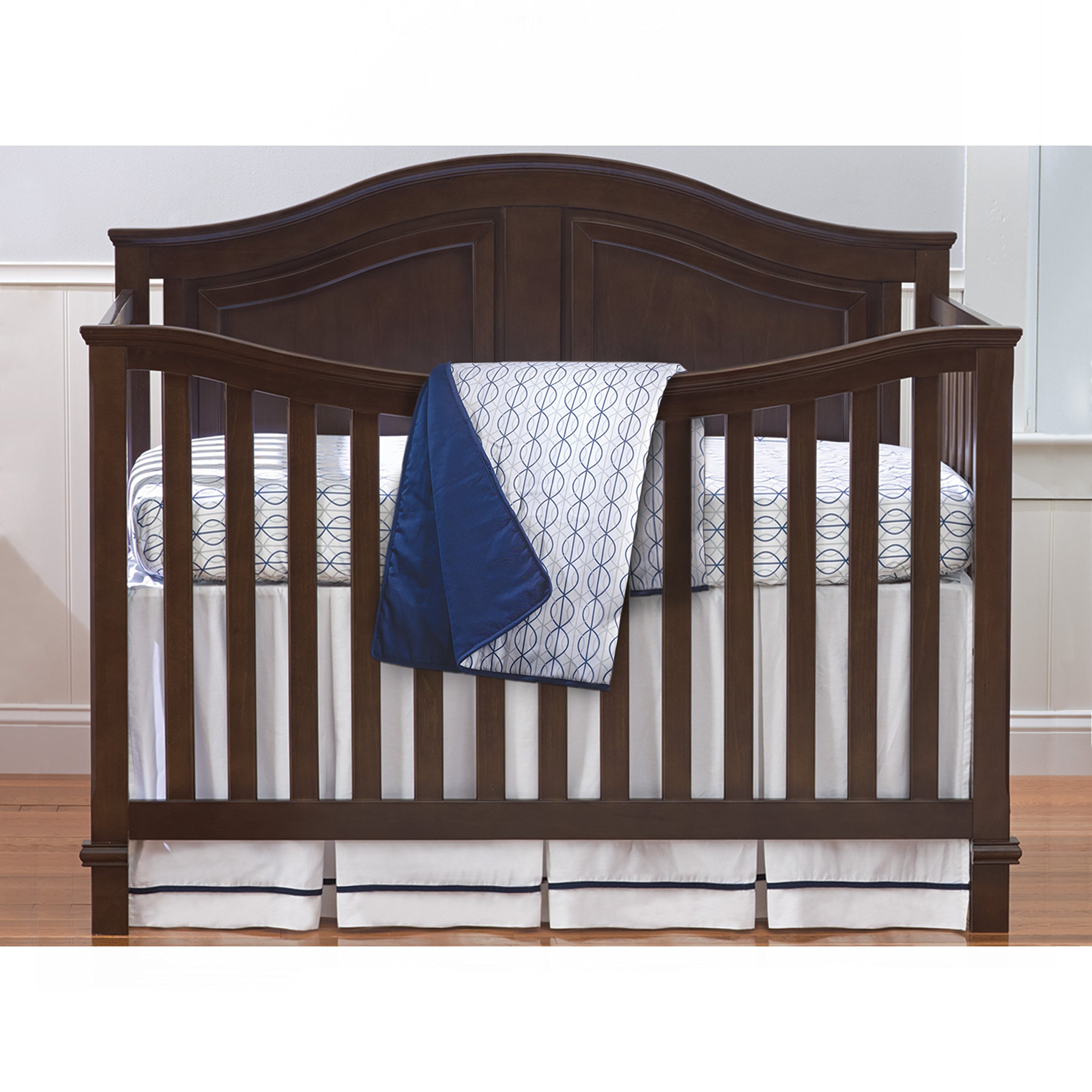 Summer 4-Piece Classic Bedding Set with Adjustable Crib Skirt, Nautical Navy