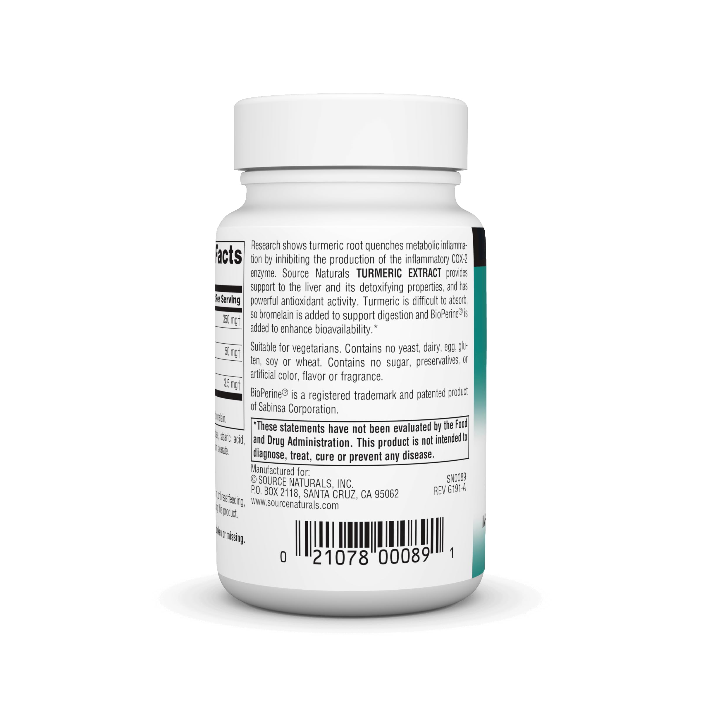 Source Naturals Turmeric Extract - Supports Healthy Inflammatory Response* - 100 Tablets