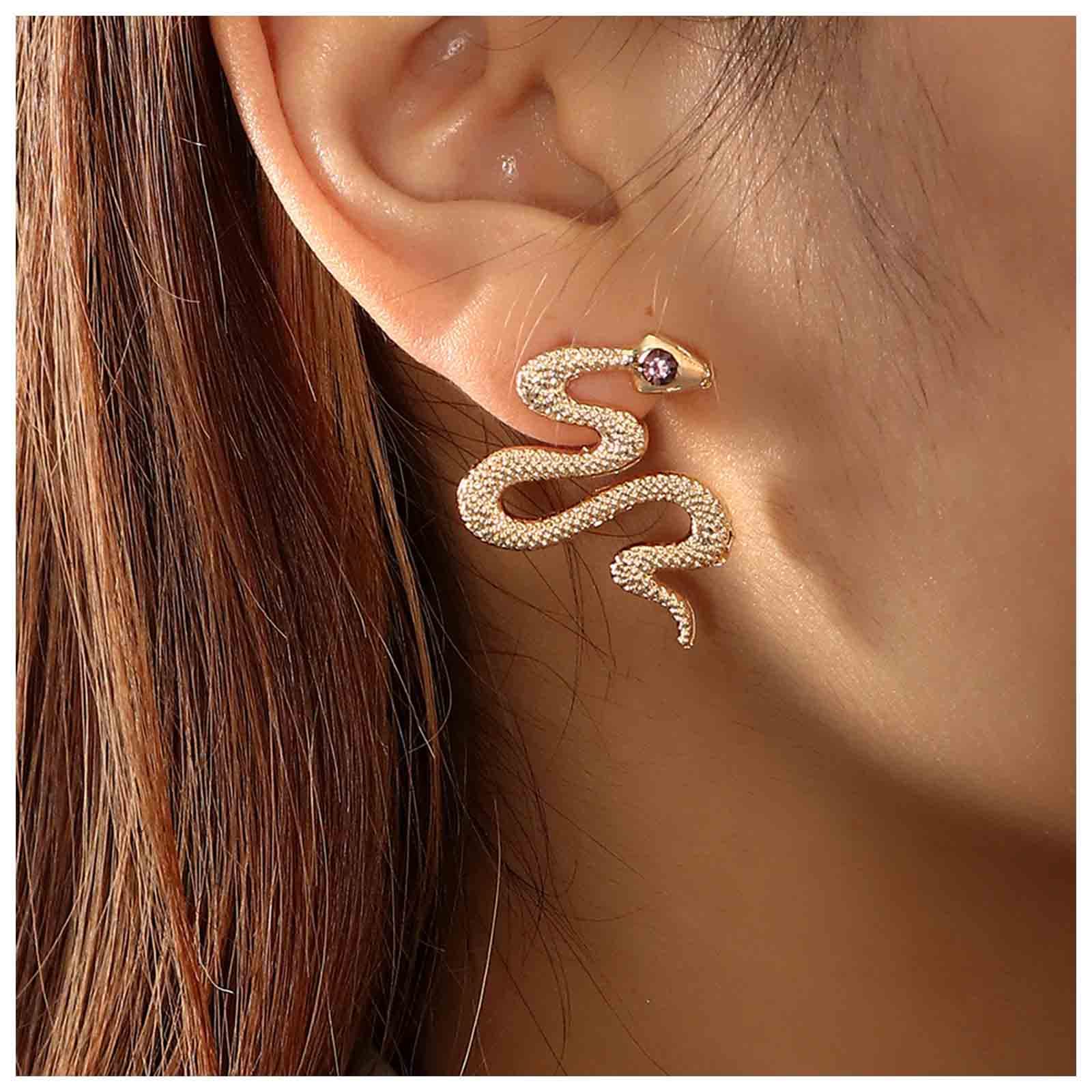 Yheakne Vintage Snake Stud Earrings Gold Snake Drop Earrings Gothic Serpent Earrings Punk Viper Cobra Earrings Jewelry for Women and Girls