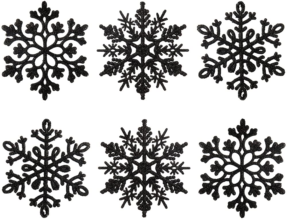 XmasExp 150mm/6inch large Glitter Snowflake Ornaments Set Christmas Tree Hanging Plastic Decoration for Xmas Party Wedding Anniversary Window Door Home Accessories (20pcs,Silver)