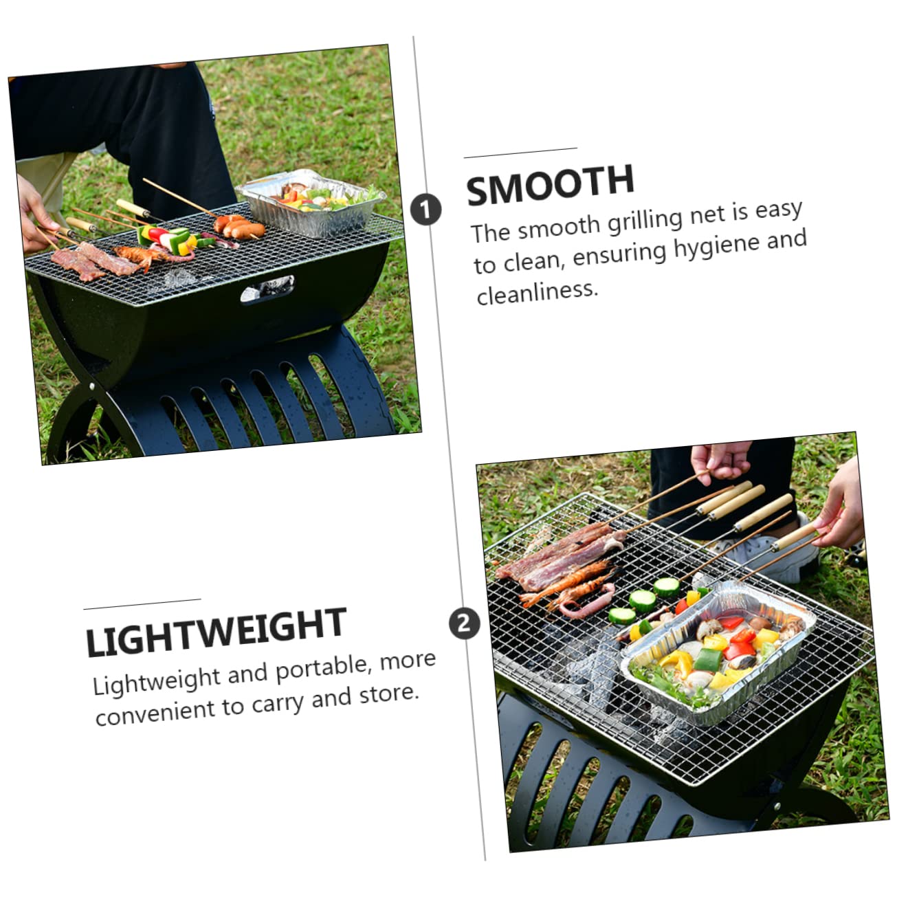 Yardwe 4 Pcs Stainless Steel Bbq Mesh Chef Cooling Rack Cookie Cooling Camping Bbq Mesh Bbq Net Pad Stainless Steel Roasting Rack Barbecue Wire Mesh Baking Rack Square Travel Grill