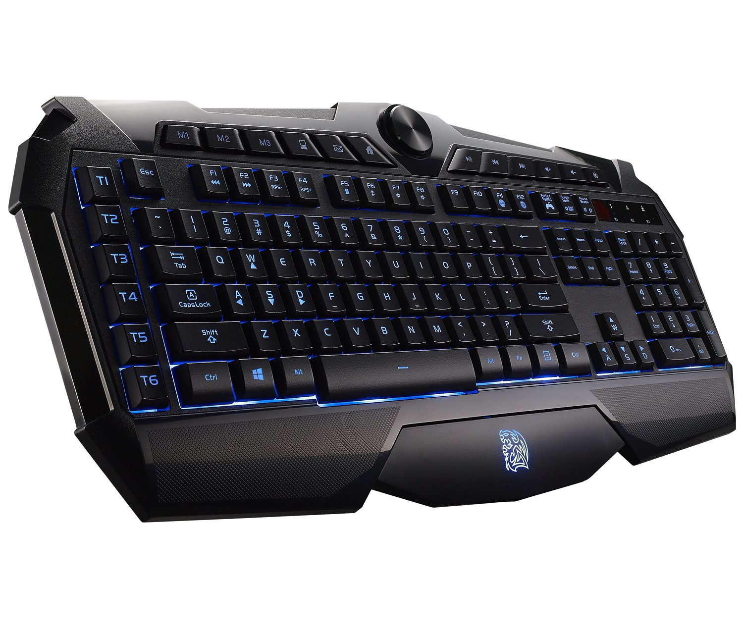 Thermaltake Tt eSPORTS Challenger Prime 3 Color LED Backlighting Anti-Spill Anti-Ghosting Membrane Gaming Keyboard KB-CHM-MBBLUS-01 , Black