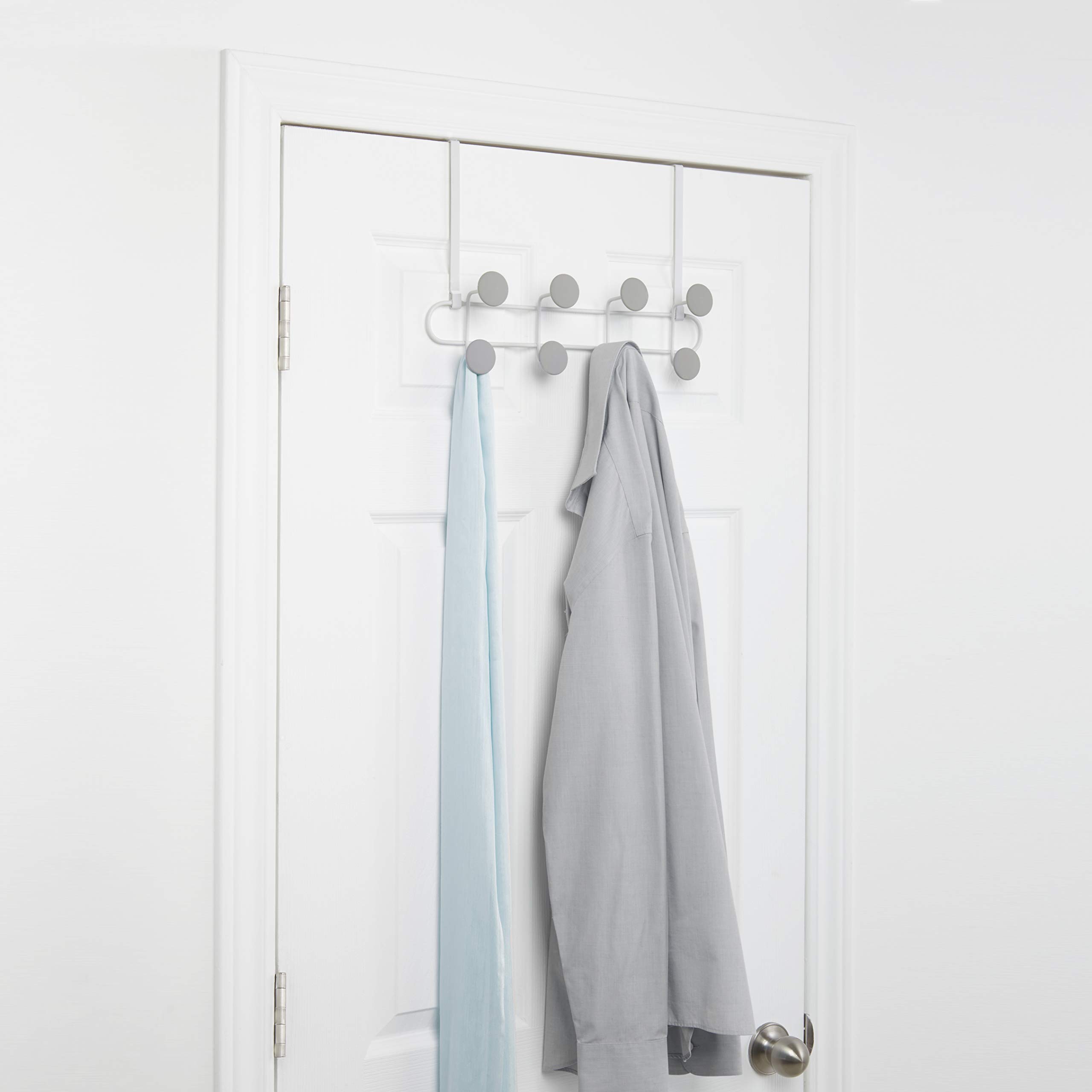 Umbra Yook Organizer, Compact Organizer with Hooks, Great for Storing Keys, Mail, Wallets, Phones and Chargers, Made of Steel, White/Gray