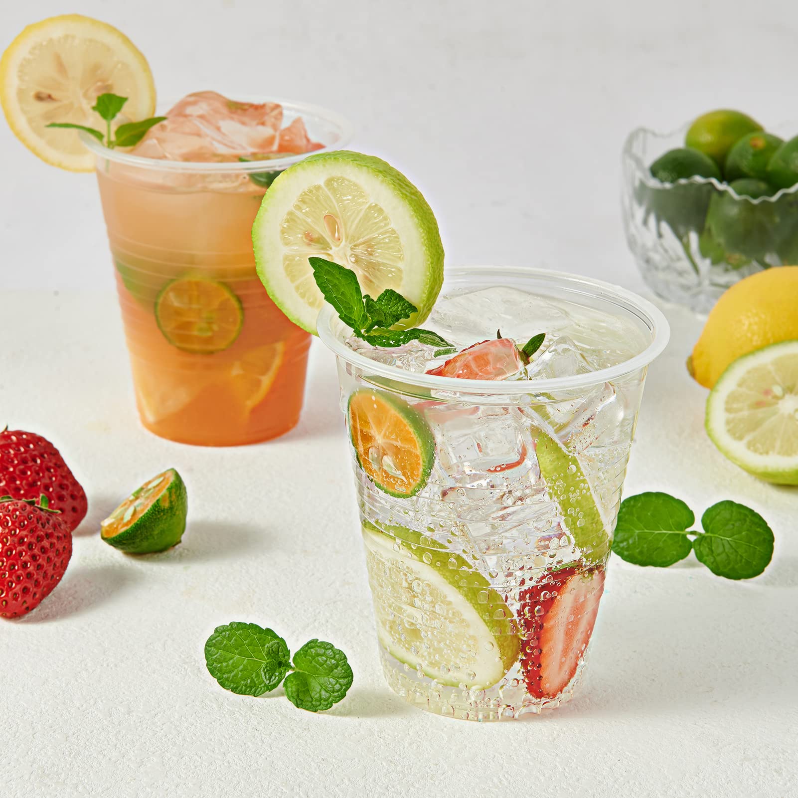 Turbo Bee 320 Pack 12oz Clear Plastic Cups,Disposable Drinking Cups,Transparent Hot and Cold Drink Container for Water, Juice, Soda, Milk