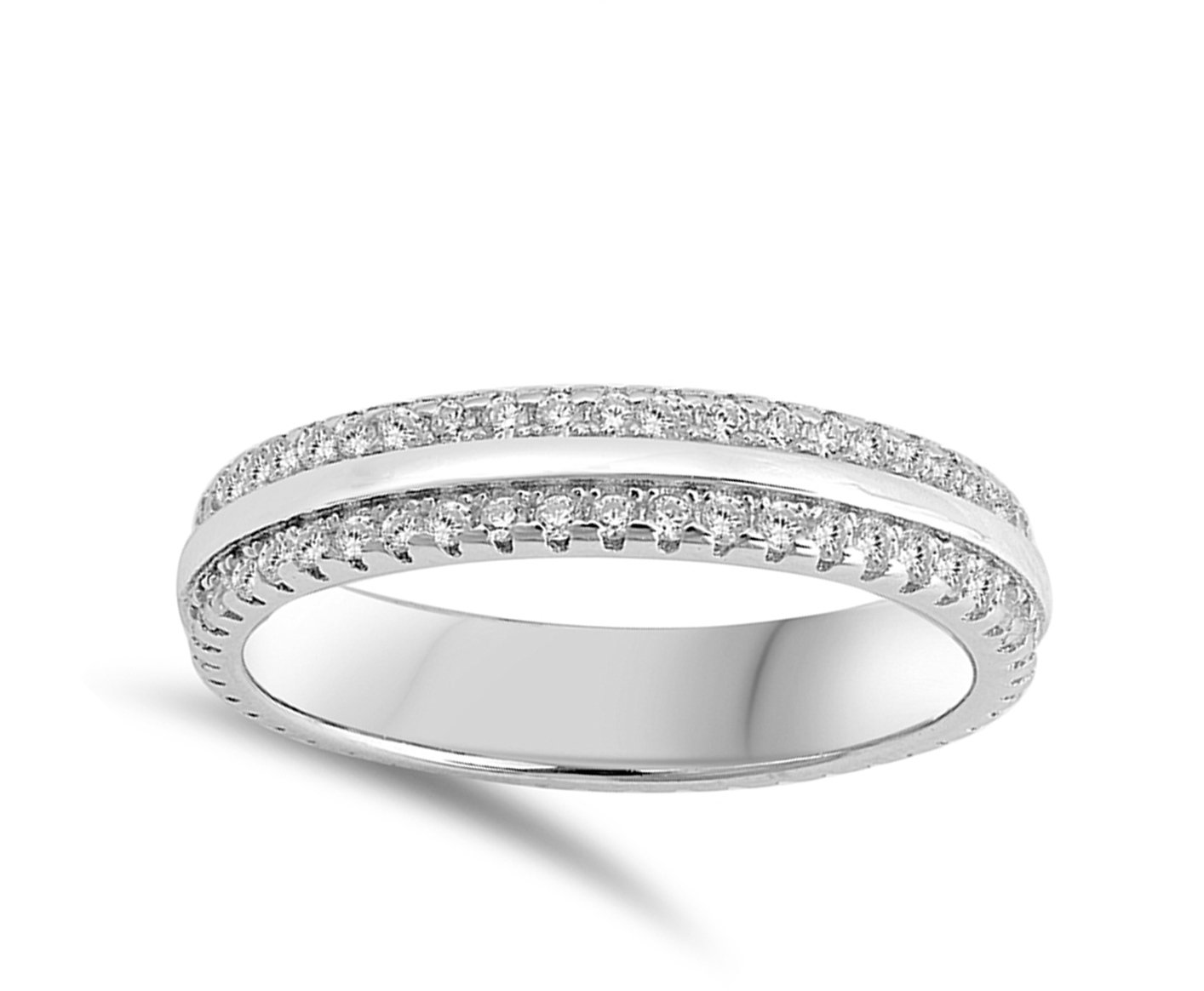 White CZ Polished Thumb Eternity Elegant Ring Sterling Silver Band Size 10