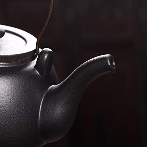ZNZN Ceramic Kettle Black Kettle Retro Chinese Style Large-Capacity Stove Teapot with Rope Design Handle (900ml, 30.4oz) Multifunctional Water Kettle