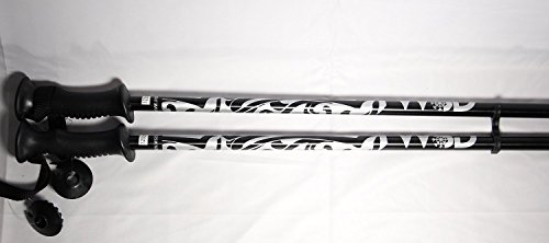 WSD Ski Poles Alpine Aluminum Black/Silver Ski Poles Pair with Baskets + Extra Powder Baskets New (115cm-46)