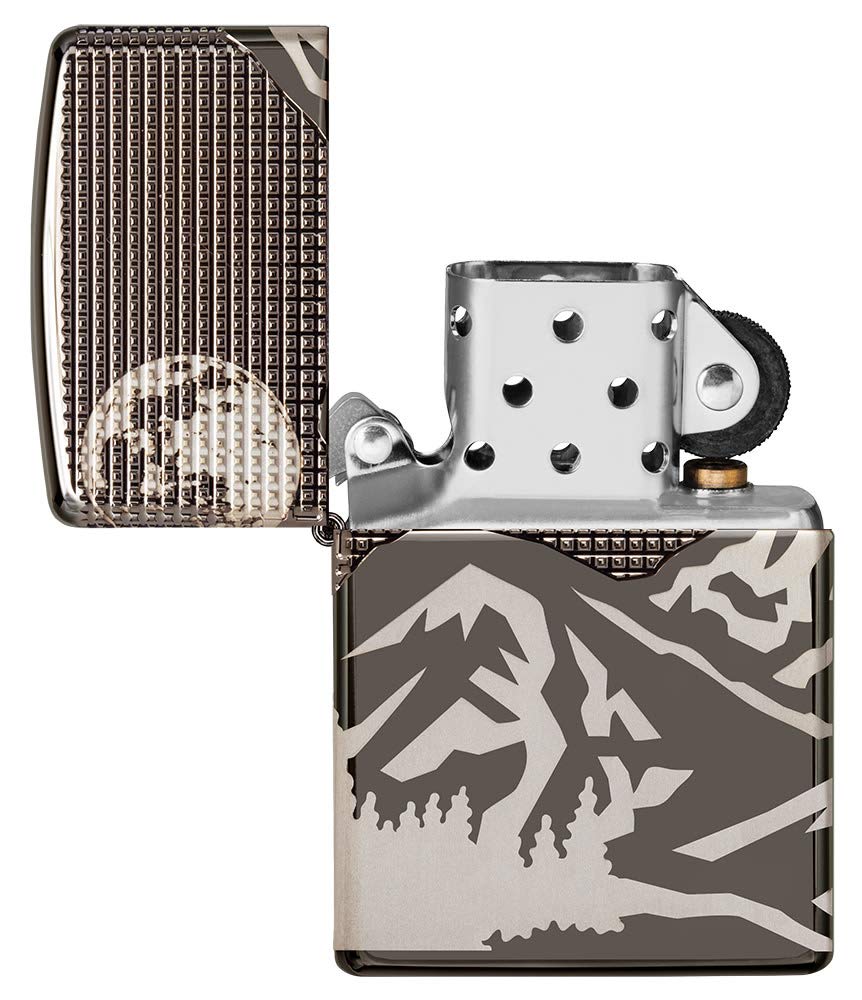 Zippo Armor Mountain Design Black Ice Pocket Lighter, one Size