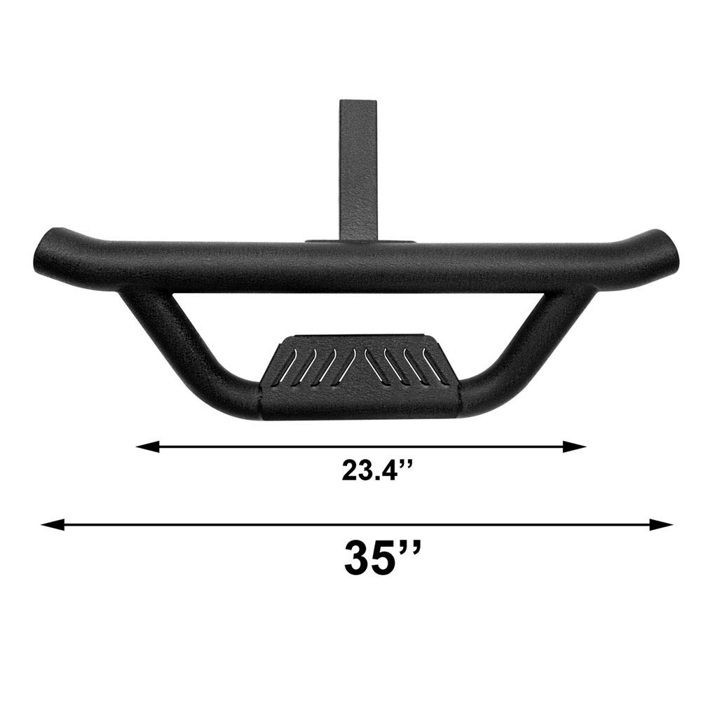 Textured Black Universal Hitch Step bar Custom fit Vehicles with 2" Hitch Receiver Trailer Truck Towing Rear Bumper Guard (Incl Pin Lock and Stabilize)