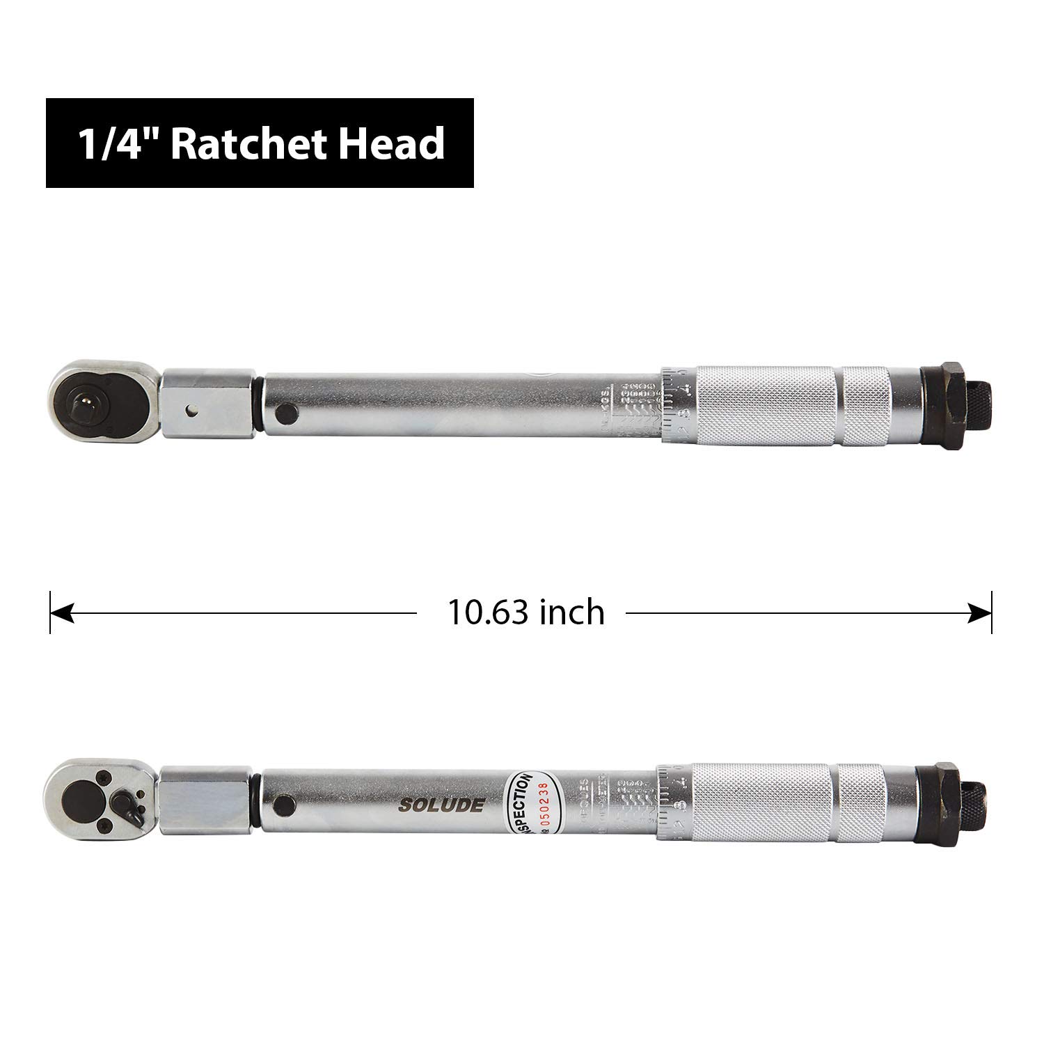SOLUDE 1/4-inch Interchangeable Bike Torque Wrench,5~25 Nm,with Drive Crowfoot Open Wrench Ratchet Head,Metric,7 mm - 14 mm