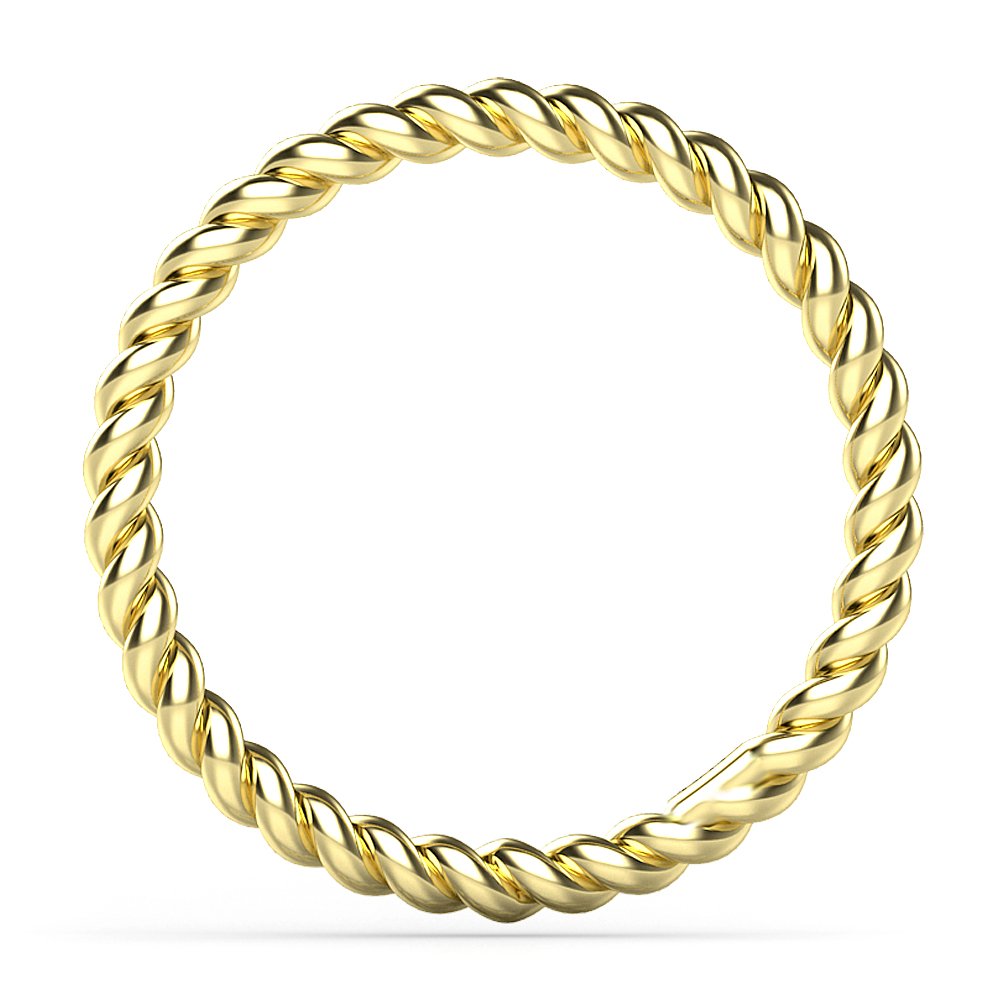 Sz 6.0 Solid 10K Yellow Gold 2MM Eternity Rope Wedding Band Ring