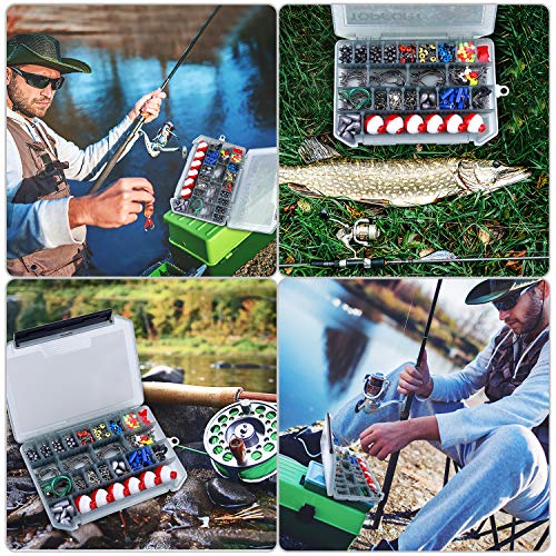 TOPFORT 187/343pcs Fishing Accessories Kit, Including Jig Hooks, Bullet Bass Casting Sinker Weights, Fishing Swivels Snaps, Sinker Slides, Fishing Set with Tackle Box