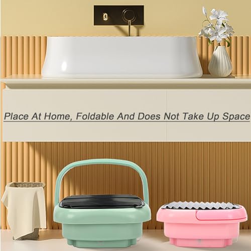 WHYATT Folding Washing Machine Camping Washing Machine, Mini Washing Machine Suitable for Apartments, Laundry, Camping, RV, Travel, Underwear, Socks, Baby Clothes (Color : Pink)