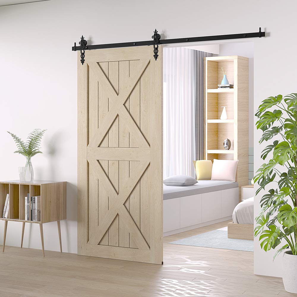 WINSOON Interior Sliding Barn Door Hardware Kit 6FT Heavy Duty Single Door Track Rail Rollers System Set for Cabinet Closet