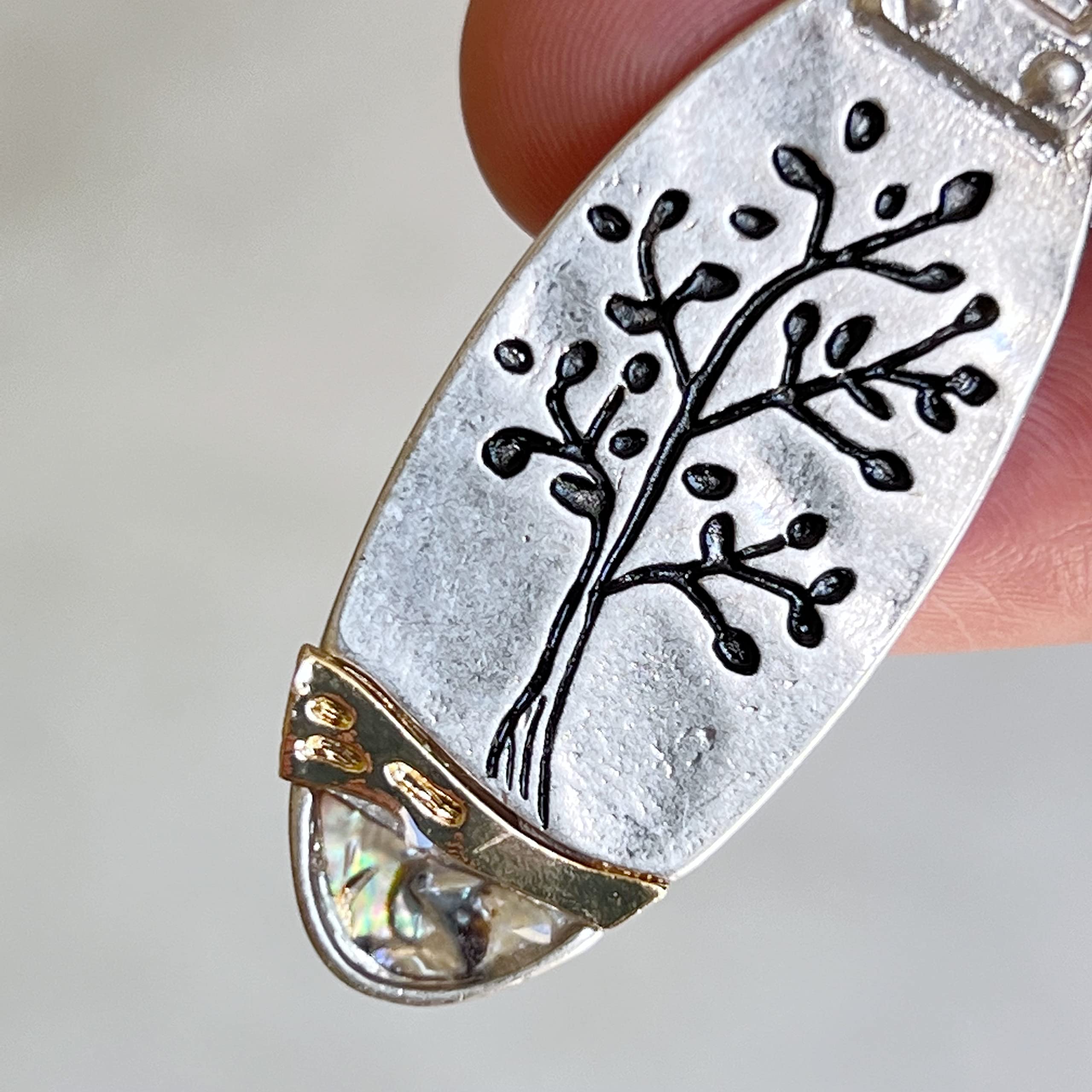 Silver Tree of Life Zipper Pull for Purse, Cute Abalone Shell Backpack Charms, Unique Gold inlaid Handbag Jewelry, Large Zipper Charms, Cool Keychain Charm