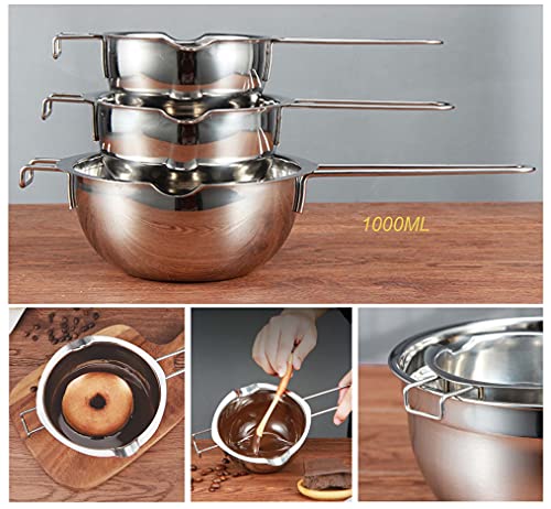 TSongHo Double Boiler Stainless Steel 304, Silicone Spatula, Melting Pot with Heat Resistant Handle for Melting Chocolate, Candy, Candle, Soap and Wax, Candle Making Kit (1000ML, Black 2)