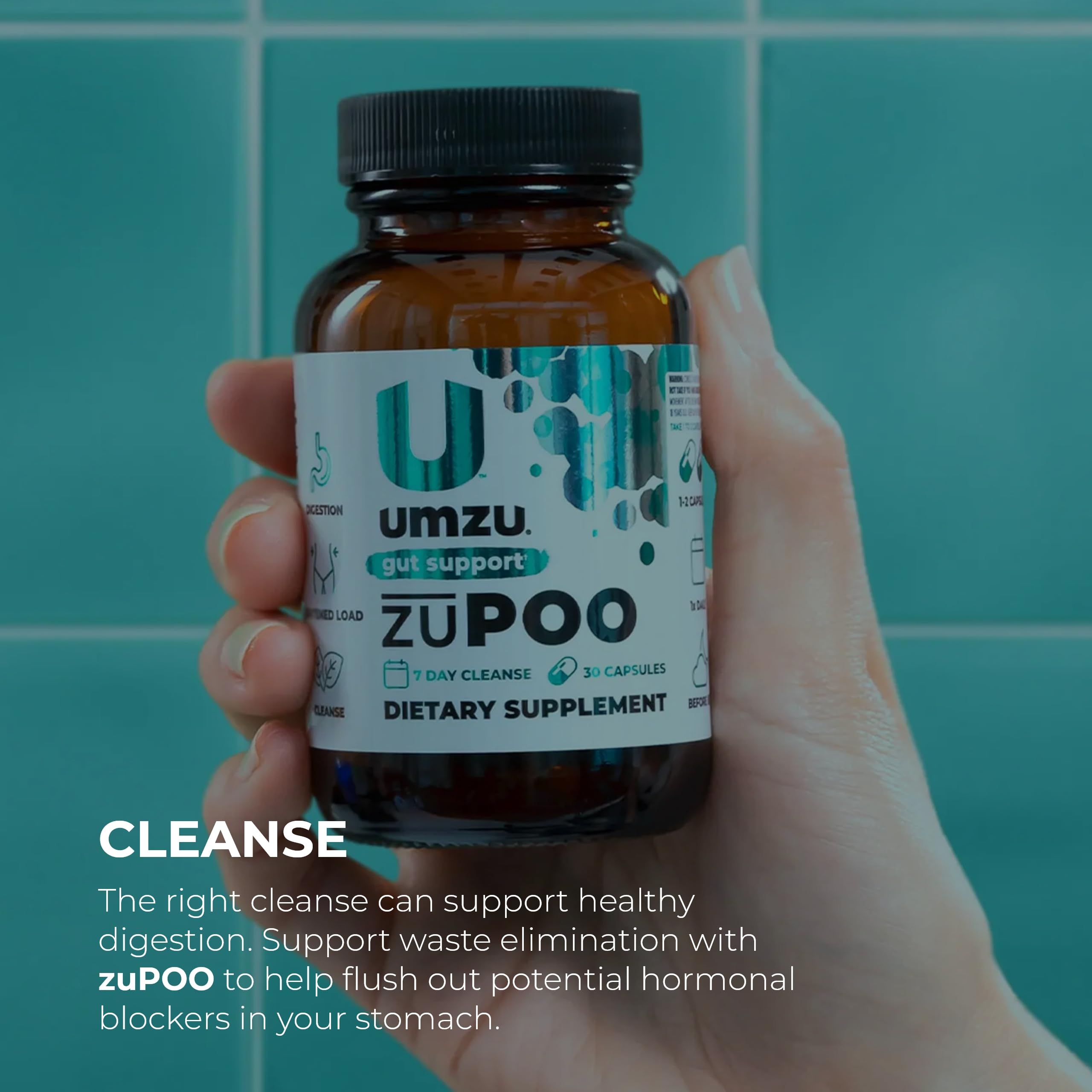 UMZU zuPoo - Colon Health & Constipation Relief - Supplement for Bloating - Natural Cleanse - with Milk Thistle, Ginger & More - 15-Day Supply - 30 Capsules
