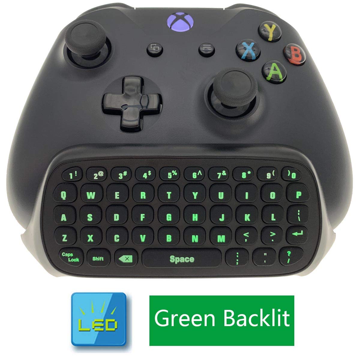 WHITEOAK Xbox One S Chatpad Mini Backlit Gaming Keyboard Wireless Chat Message KeyPad with Audio/Headset Jack for Xbox One Elite & Slim Game Controller Gamepad - 2.4GHz Receiver included -Black