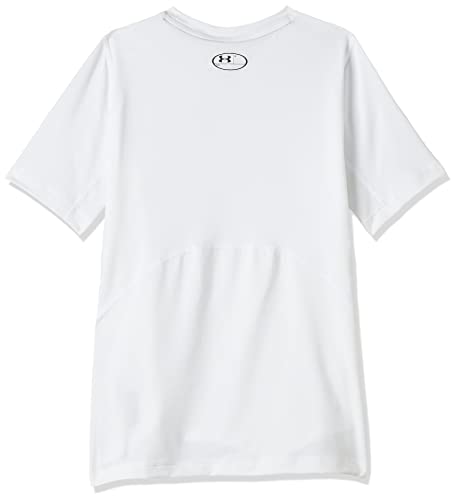 Under Armour Boys HeatGear Armour Short-Sleeve T-Shirt , White (100)/Black , Large