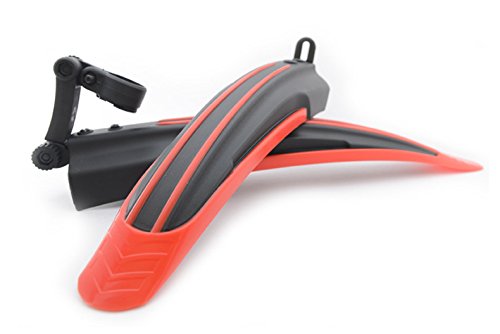 WIROJ BlueSunshine Adjustable Road Mountain Bike Bicycle Cycling Tire Front/Rear Mud Guards Mudguard Fenders Set (Red + Black)