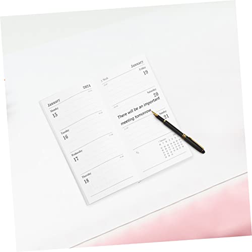Tofficu Planner Book Academic Diary 2024 Undated Planner Weekly and Monthly Weekly Pocket Planner To Do List Pad English Agenda Planner Notebook Work Notes Multifunction Imitation Leather