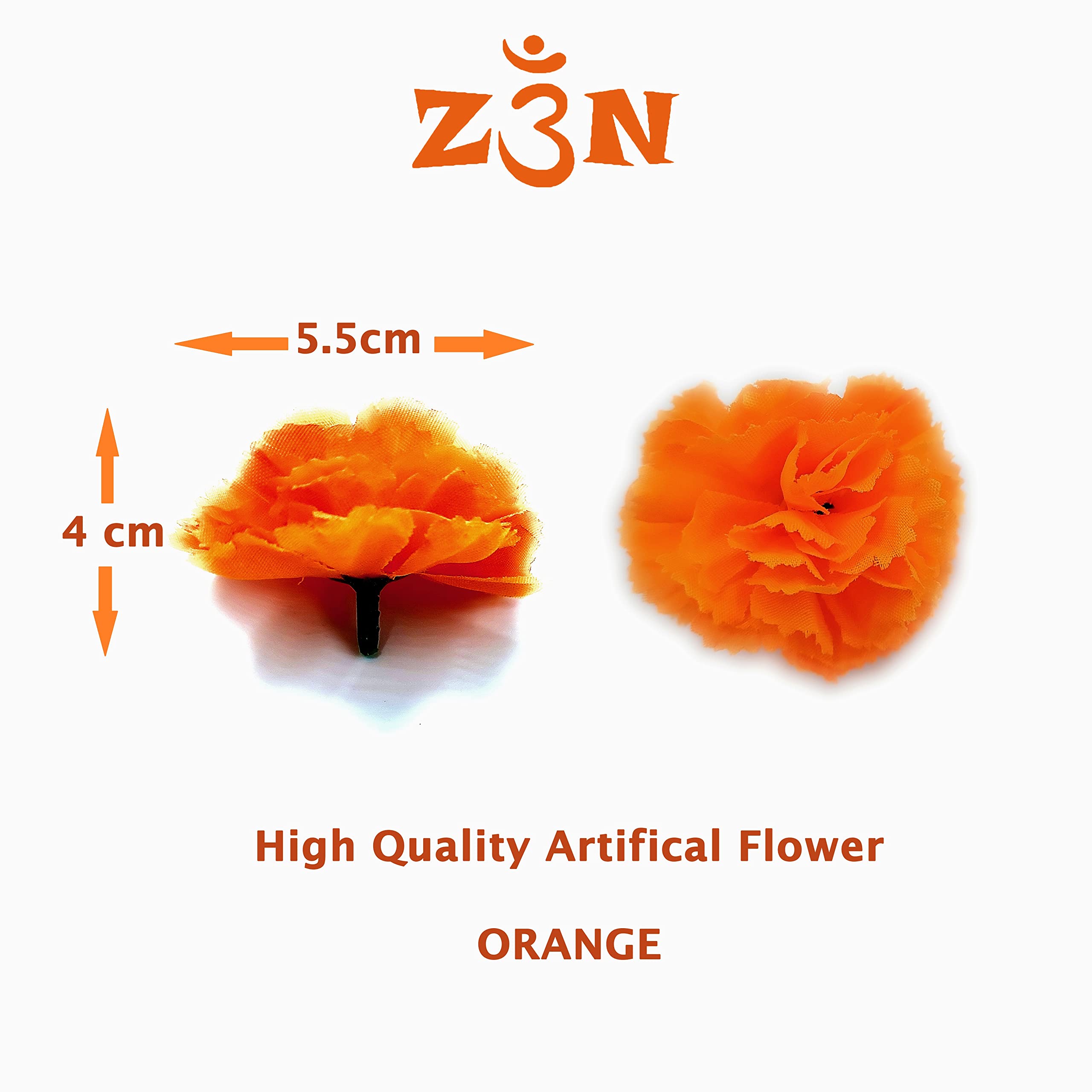 Z3N 50 pc Orange Marigold Flower Heads. Mexican Cempasuchil. Silk Artificial Flowers (Without stem)