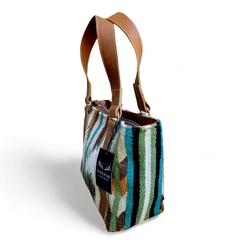 Southwestern Handwoven Wool Leather Boho Tote Purse Western Handbag (Aspen)