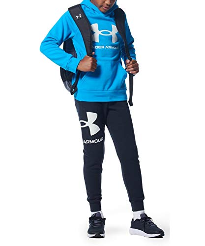 Under Armour Boys' Rival Fleece Logo Joggers, Black (001)/Onyx White, Youth Large