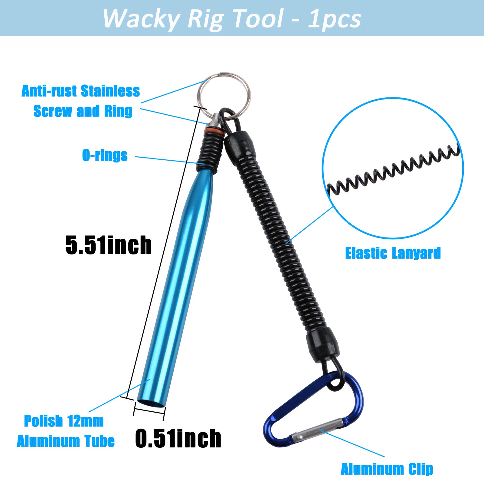 Wacky Rig Worm Hooks Fishing Tool Kit β Wacky Worms, Wacky O-Rings, Wacky Rig Tool, Wacky Weedless Hooks Soft Stick Bait Fishing Lures Hooks Kit