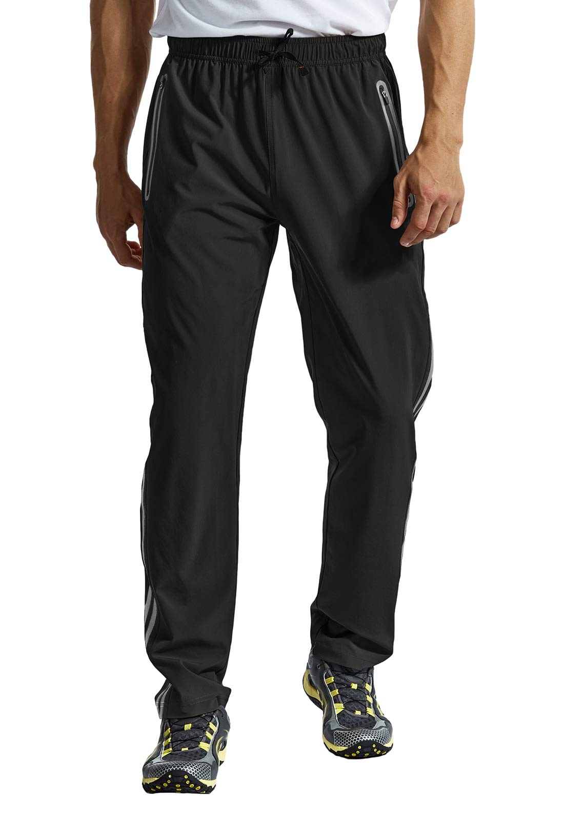 YSENTO Men's Running Hiking Pants Lightweight Quick Dry Mountain Camping Fishing Sport Pants(Black,US M)