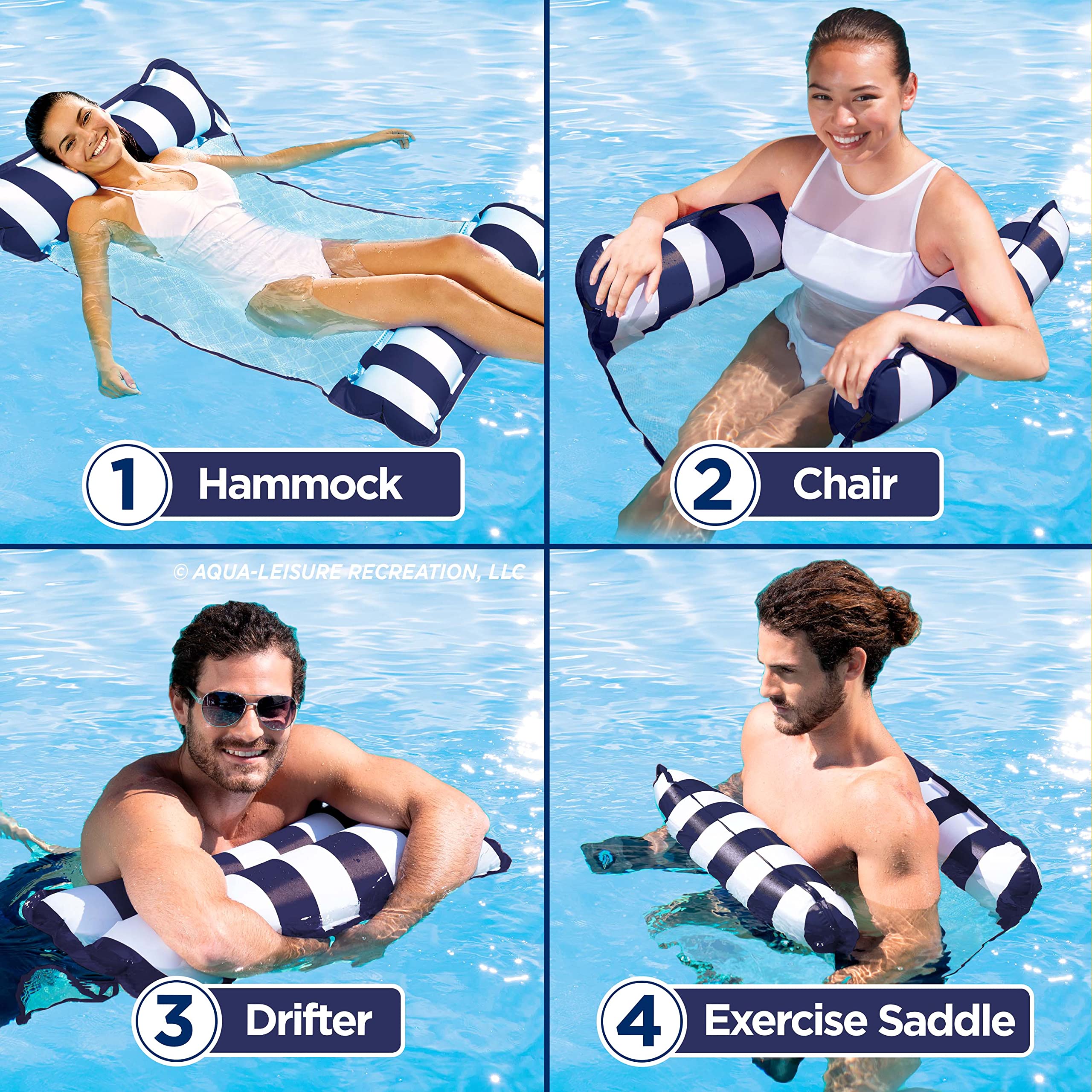 YITAHOME Chaise Outdoor Lounge Chairs with Adjustable Backrest, Sturdy Loungers for Patio & Poolside, Easy Assembly & Waterproof & Lightweight & Aqua Original 4-in-1 Monterey Hammock Pool Float