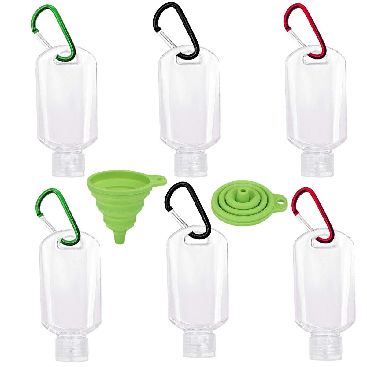 XITENBAO Travel Bottles with Keychain, 2oz/50ml Portable Plastic Travel Bottles - Leakproof Squeeze Bottles with Flip Cap - Empty Refillable Containers for Conditioner Body Wash Liquid etc