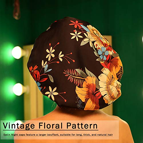 yiwgood Satin Bonnet for Natural Hair (Black)