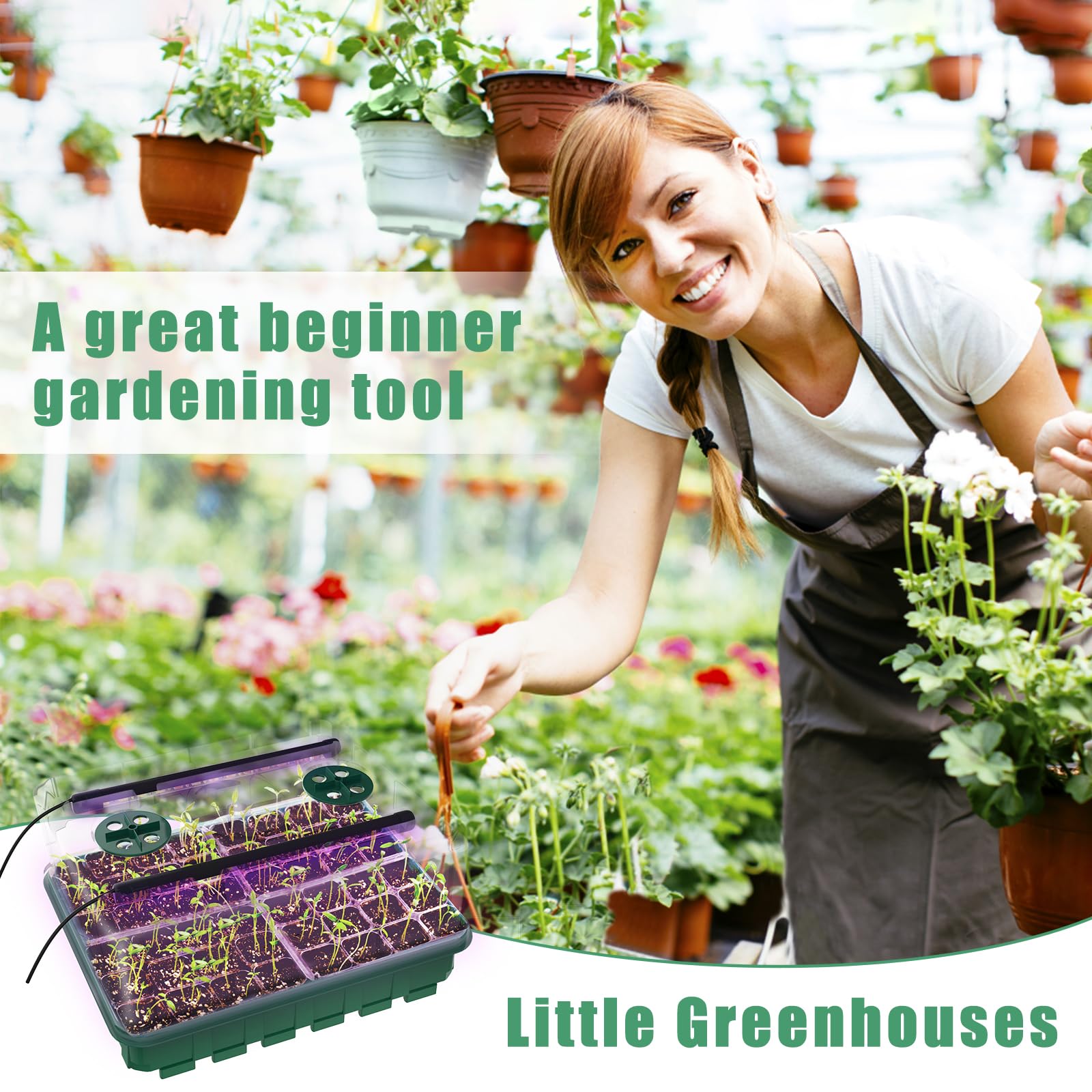 ZMHOO 2PCs Seed Starter Trays with Humidity Domes 96 Cells Seedling Starter Kit with Adjustable Grow Light Plant Starter Kit&Base with 2 Garden Tools&20 Plant Labels Mini Greenhouse Germination
