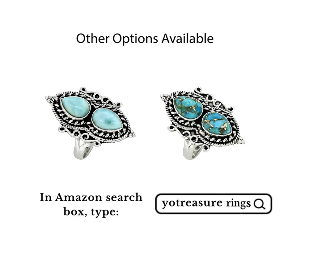 YoTreasure Blue Copper Turquoise Sterling Silver Designer Ring