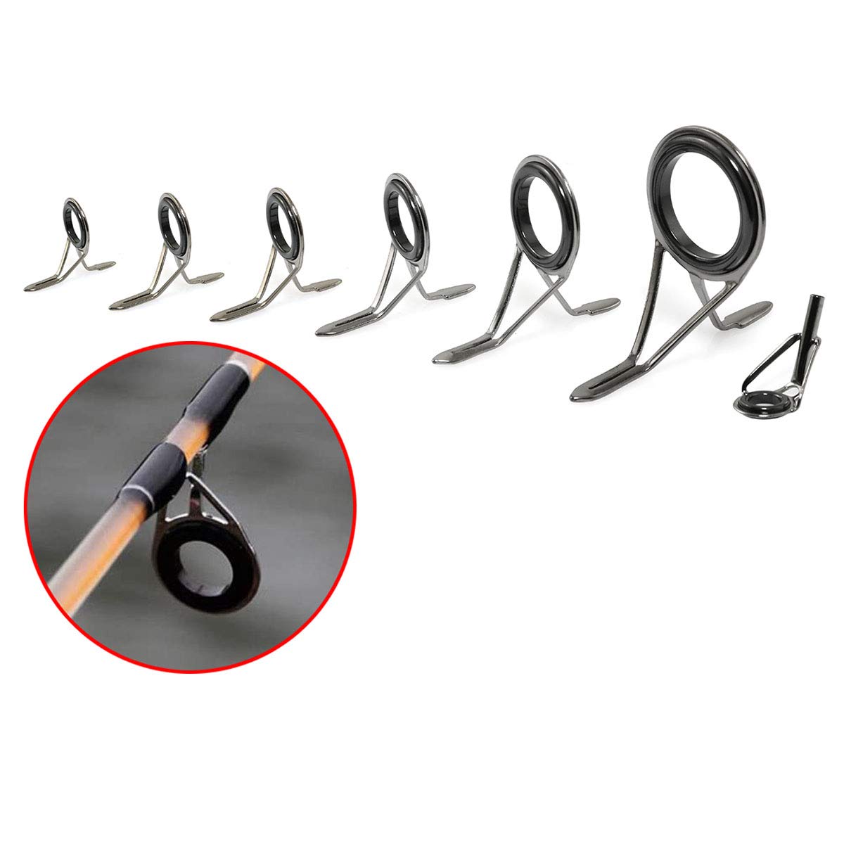 ZRM&E Fishing Rod Guide Set 7 PCS Mixed Size Double Leg Fishing Top Rings Rod Pole Repair Kit