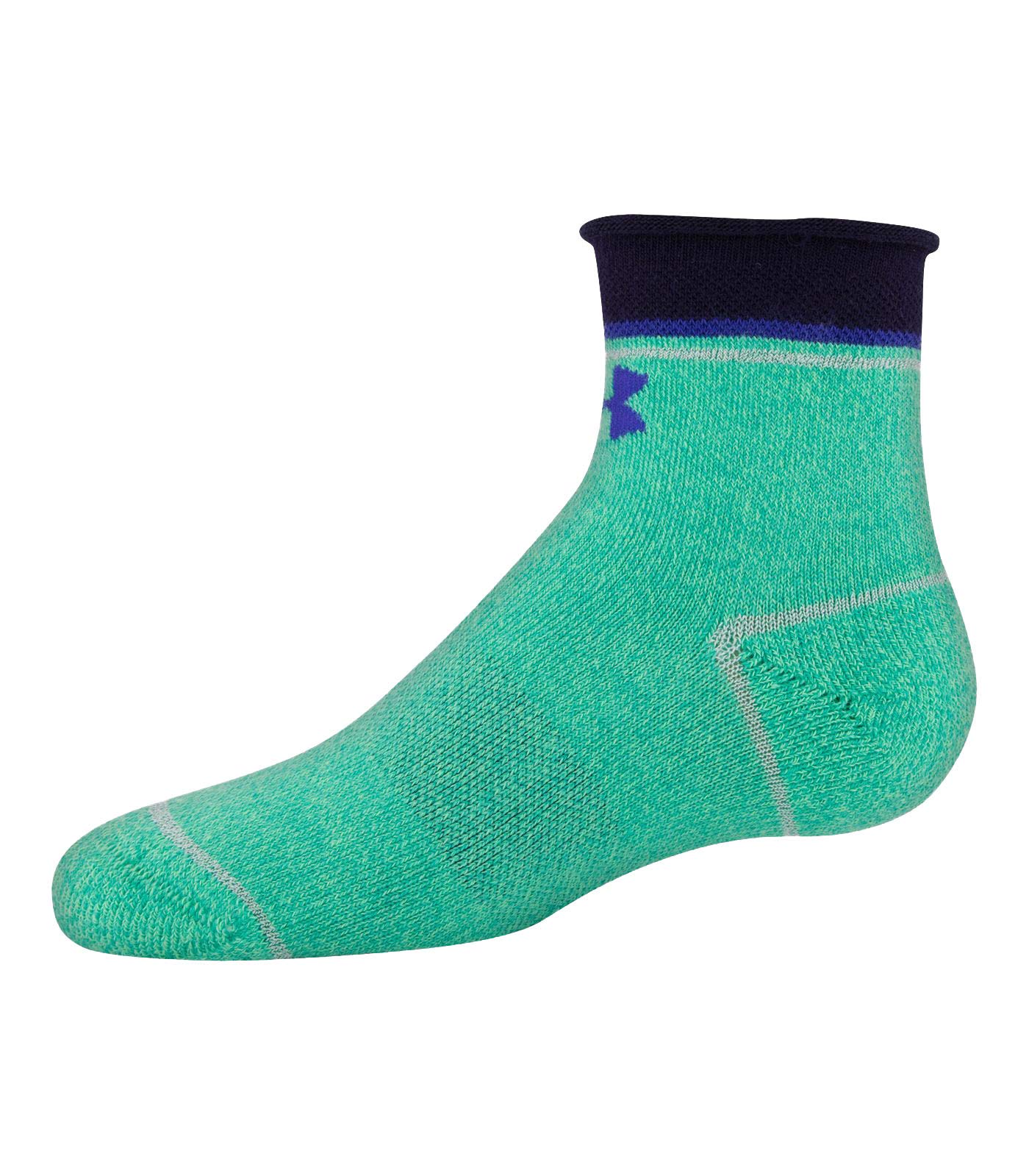 Under Armour Girl's Wardrobe Socks 3 Pack (Constellation(1319927-531)/Green Typhoon, Small)