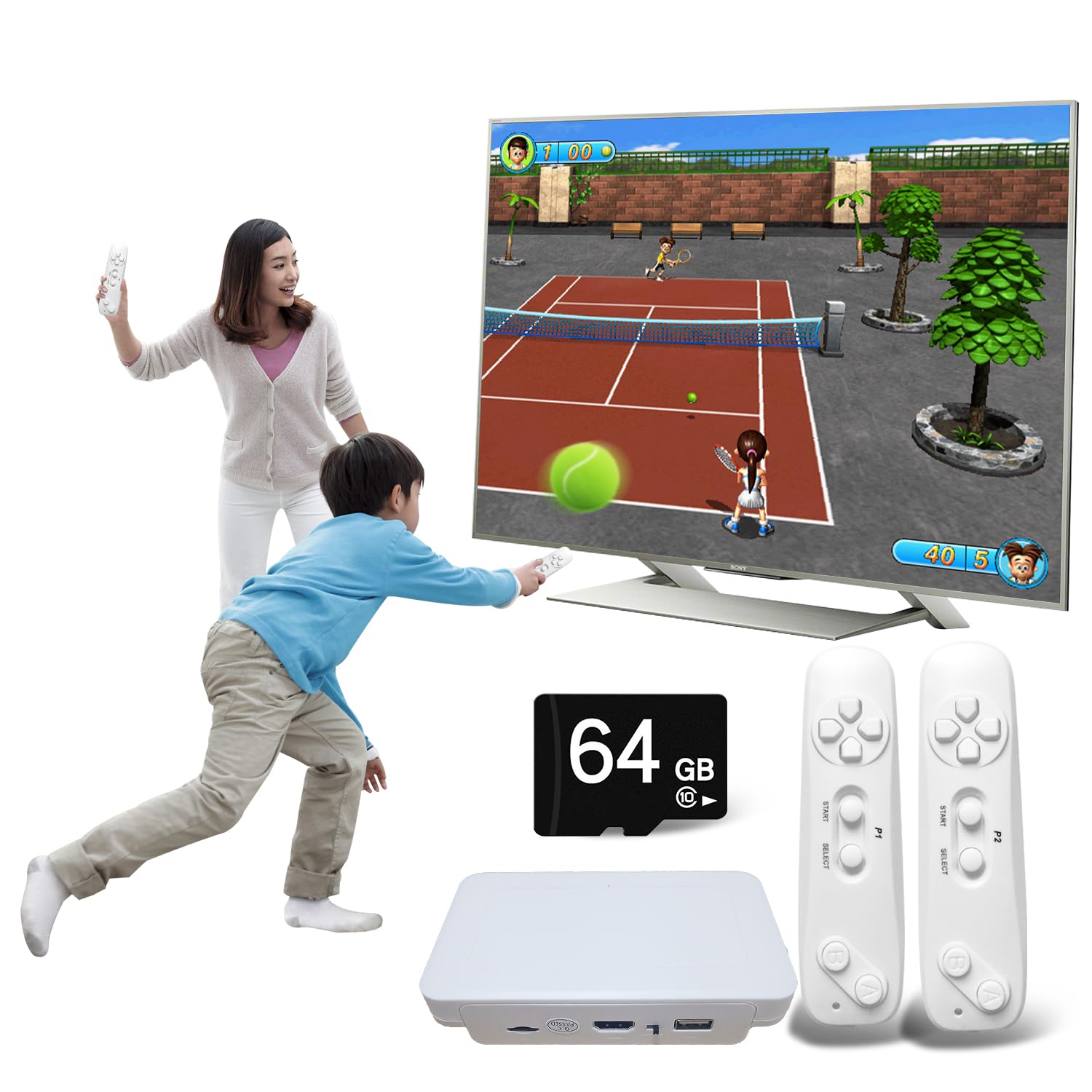 TV Game Console, 64GB Large Memory, Built-in 973 Games, Handheld Retro Video Game Console with 2 Game Controllers, Motion Sensing Control, HDMI Plug and Play, Family Interactive and Educational Gaming