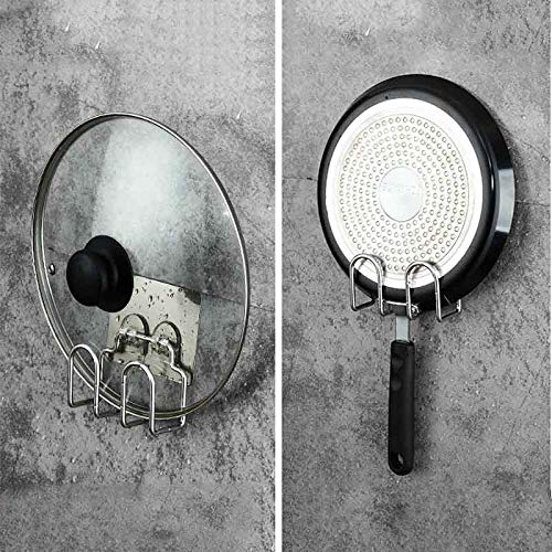 WUDILU Wall-Mounted Stainless Steel Drying Pan Pot Rack Cover Lid Rest Stand Spoon Holder Kitchen Tool