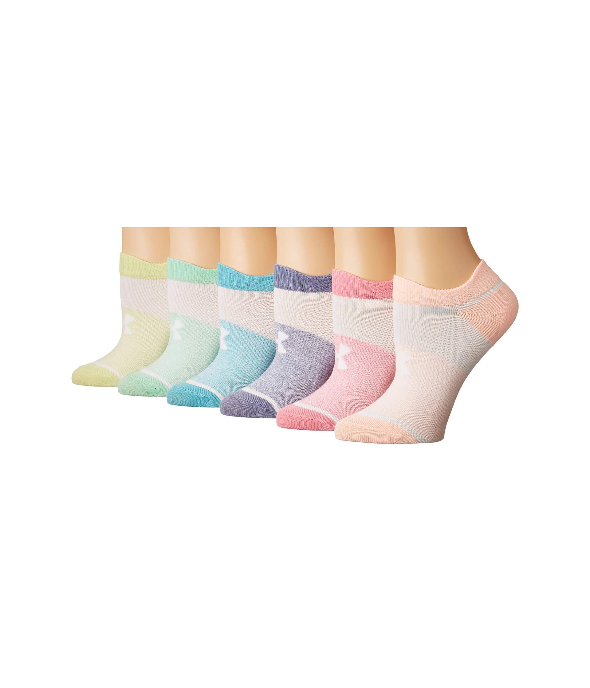 Under Armour Girls Essential No Show Socks (6 Pack) (Blitz Red(1332984-652)/Assorted, Small(Shoe Size: Youth 13.5K-4Y))