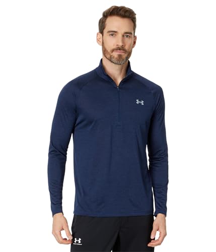 Under Armour Men's Tech 2.0 1/2 Zip-Up T-Shirt, Academy Blue (409)/Steel, Large Tall