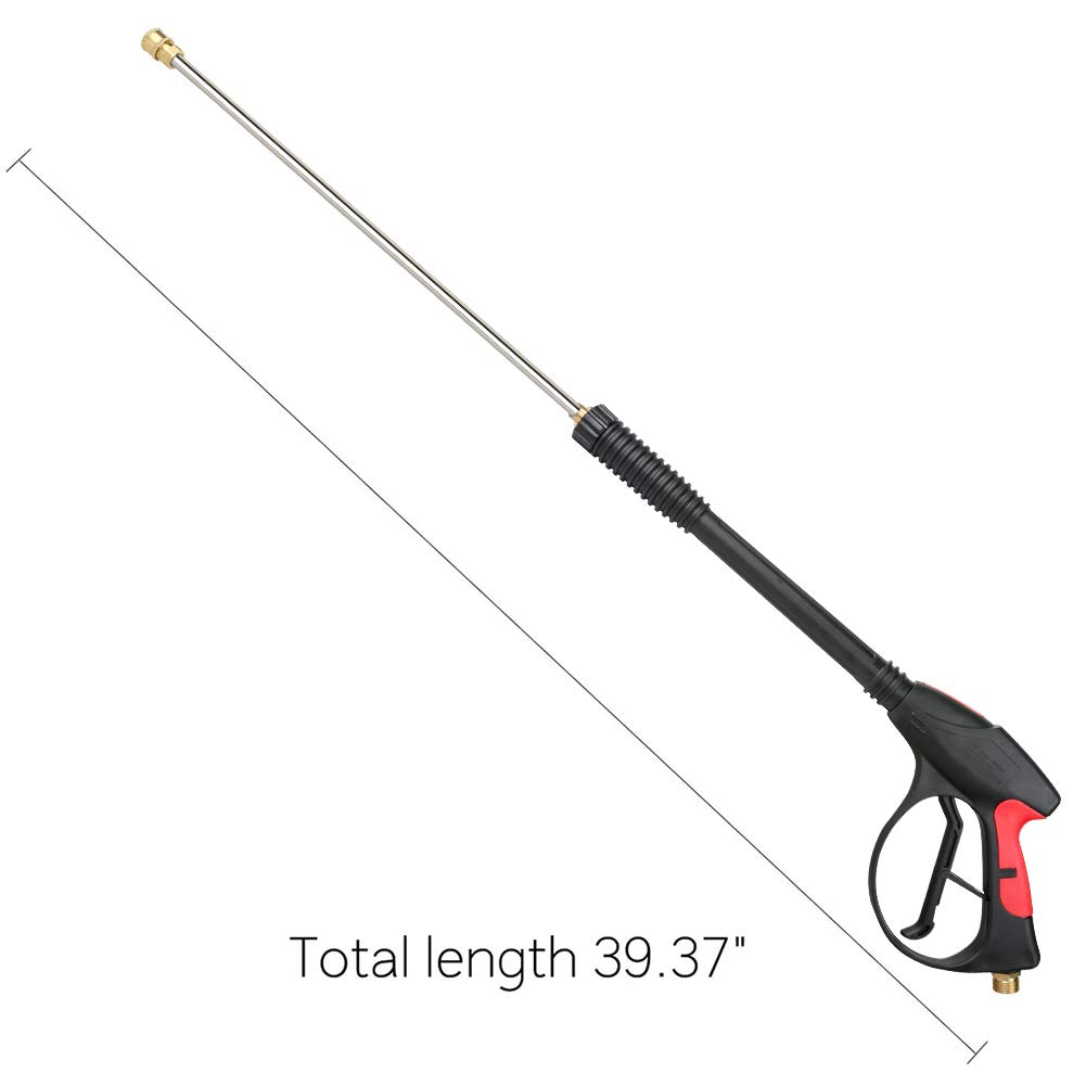 Sooprinse High Pressure Washer Gun Power Spray Gun 4000psi with 19 inch Extension Replacement Wand Lance,5 Quick Connect Nozzles for Honda Excell Troybilt, Generac, Simpson, Briggs Stratton