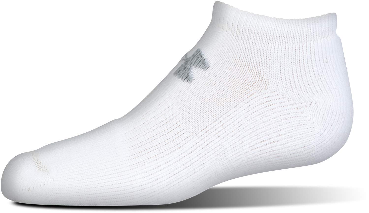 Under Armour Youth Cotton No Show Socks, Multipairs, White/Gray (6 Pairs), Small