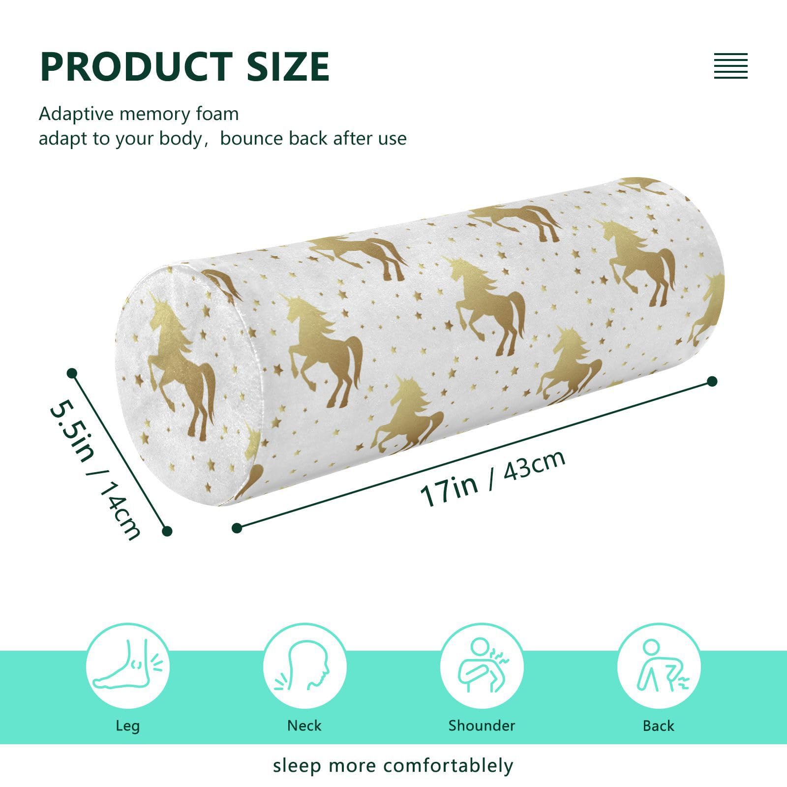 ZRWLUCKY Gold s Star Bolster Pillow for Couch Neck Roll Pillow Covers Decorative Round Pillows for Sleeping Cylinder Cushion Knee Support Pillow