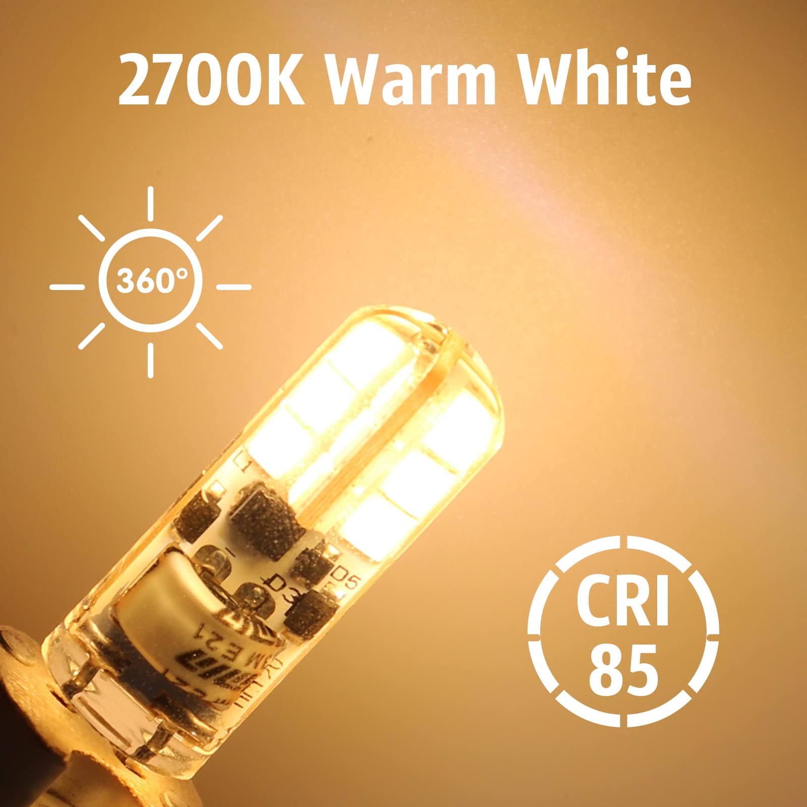 YUIIP G4 LED Bulb Light 3W 12V AC/DC Warm White 2700K G4 Bi-pin Base Lamp 48x3014 SMD 20W 30W Halogen Bulbs Replacement for Landscape Under Cabinet Lighting, Non-dimmable, Pack of 8