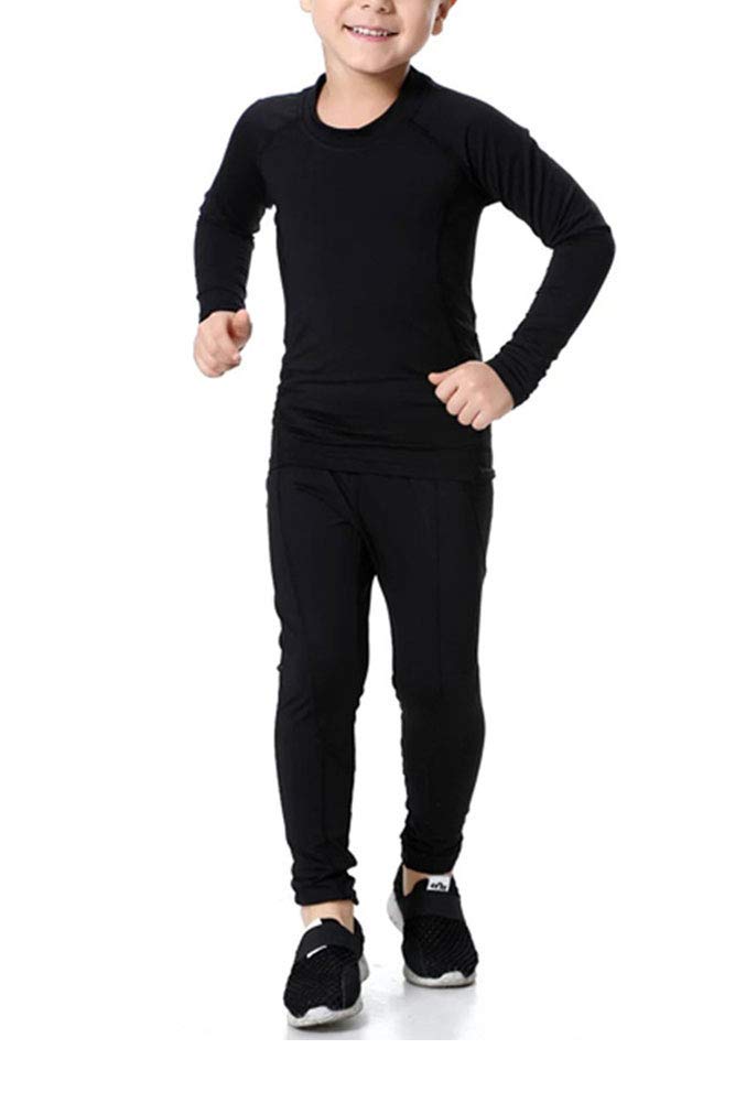 Youth Boys Football Compression Shirt & Pants Long Sleeve Athletic Shirts Sports Soccer Tights Kids Baselayer Set