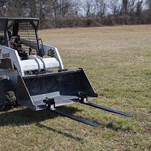 Titan Attachments Heavy-Duty 60" Clamp-on Pallet Forks, 47" x 4" Fork Length, Rated 6,000 LB, Easy to Install on Loader or Skid Steer Bucket